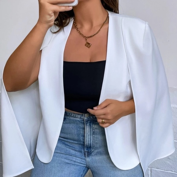 Jackets & Coats | Plus Classic White Office Work Cape Blazer | Poshmark